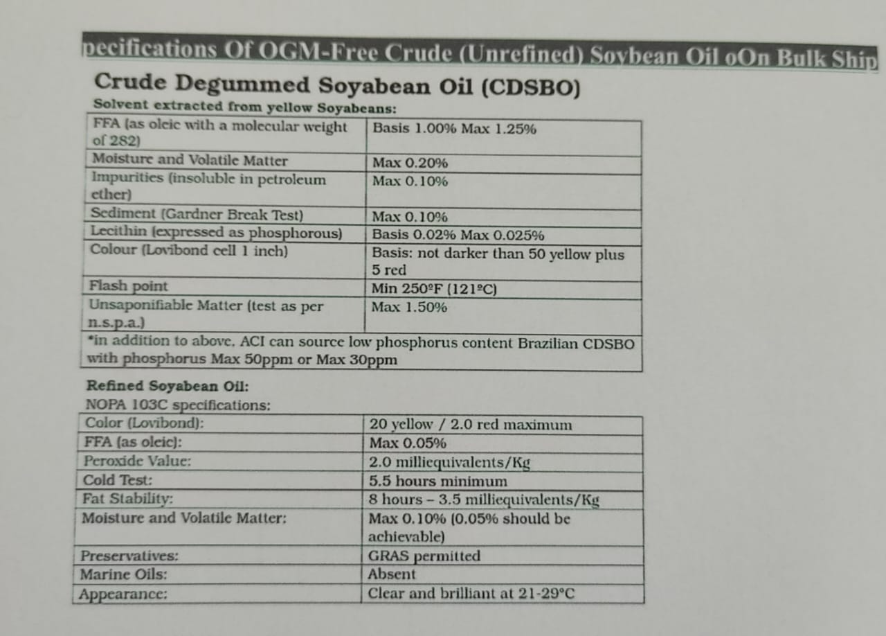 RFQ for CRUDE SOYBEAN OIL FREE OF NO OGM - Find Buyers | Tridge